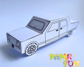 Printable Paper Sports Car Craft Kit: Cut and Color Activity (digital ...