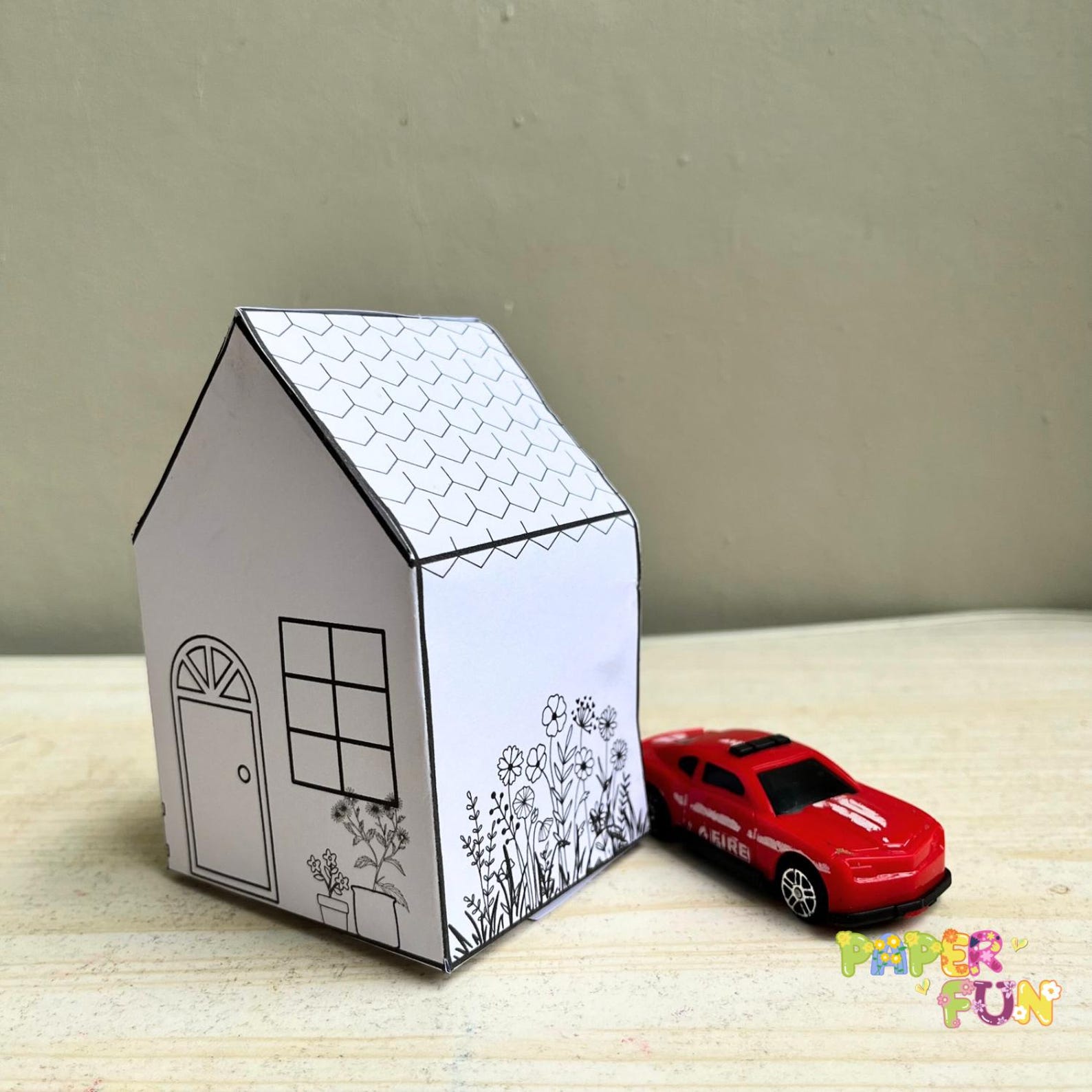 Printable Paper House Template: DIY Coloring Craft (PDF Download) - Etsy
