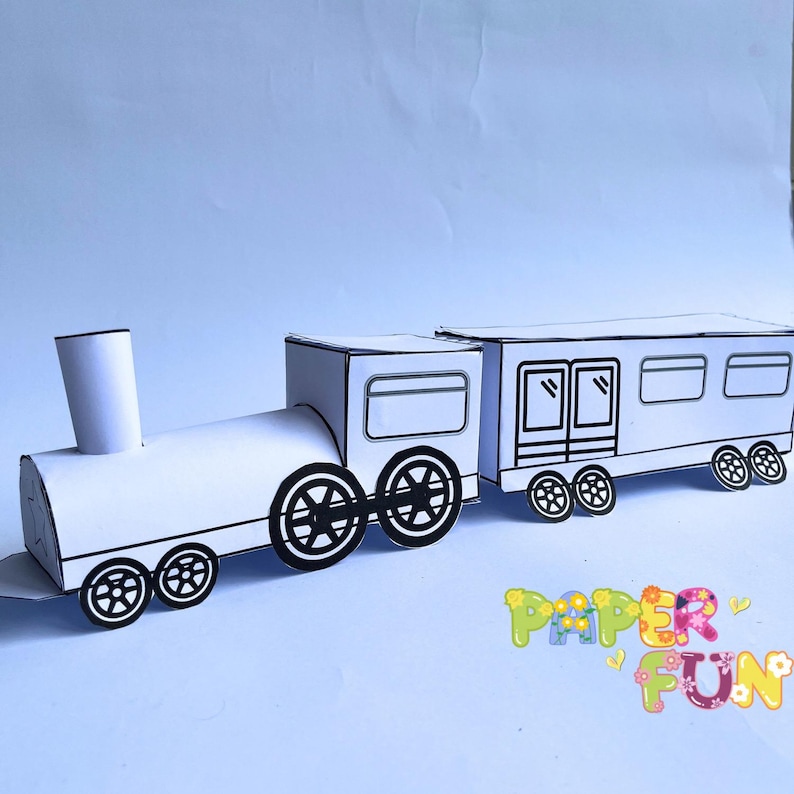 Printable Paper Train Craft: Coloring Activity for Kids (PDF) - Etsy