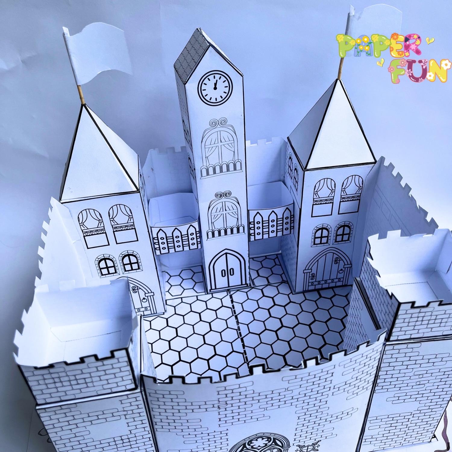 Printable Princess Castle Paper Craft Kit: Kids Coloring Pages (PDF ...