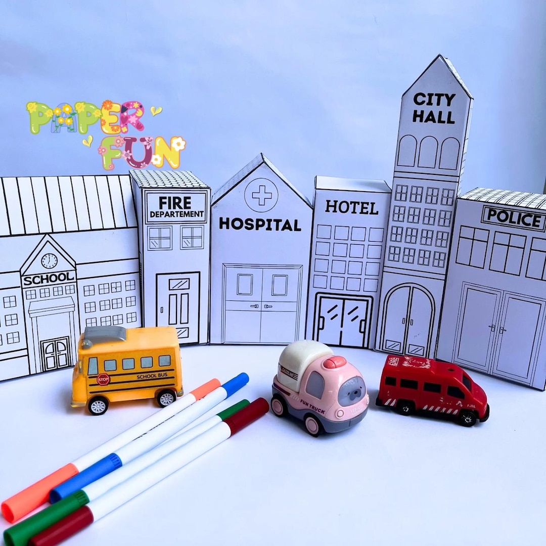 Printable Paper City Craft: Color Your Own Town (PDF Download A4 Size ...
