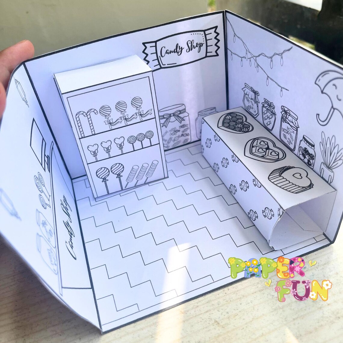 Printable Dollhouse Paper Craft: Candy Shop Template (A4 PDF Download ...