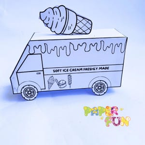Printable Ice Cream Truck Paper Toy: Kids Craft Activity (digital ...