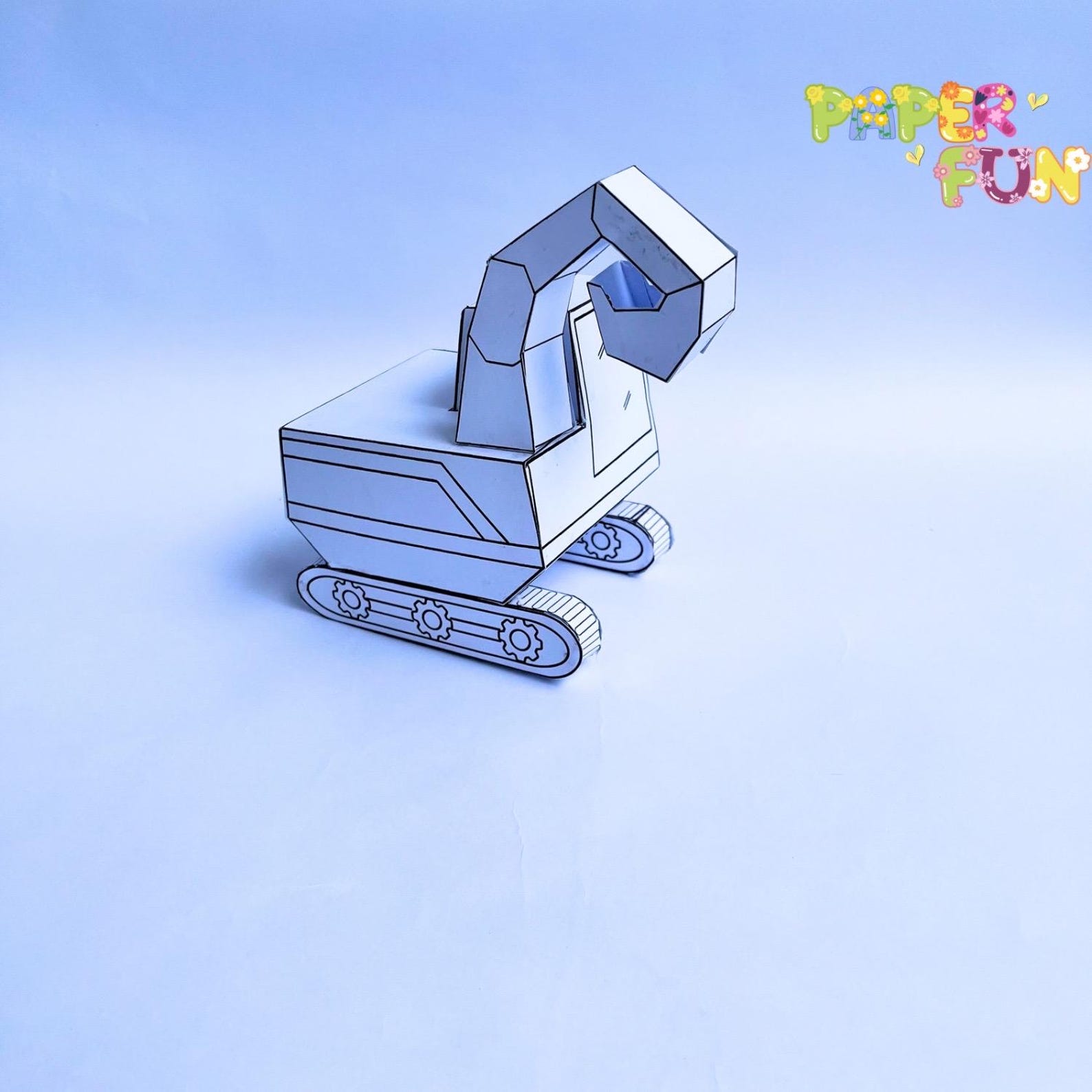 Paper Toy Vehicle Excavator Template Paper Excavator Craft for Kids ...