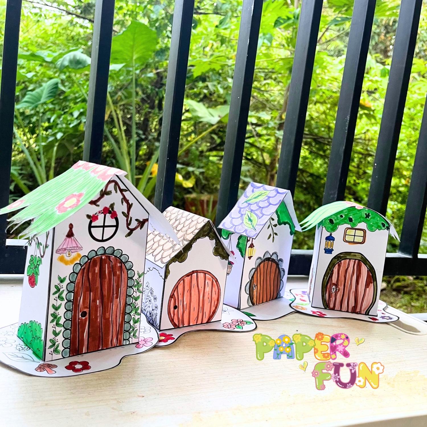 Fairy House Papercraft: Printable DIY Coloring Pages (PDF Download A4 ...