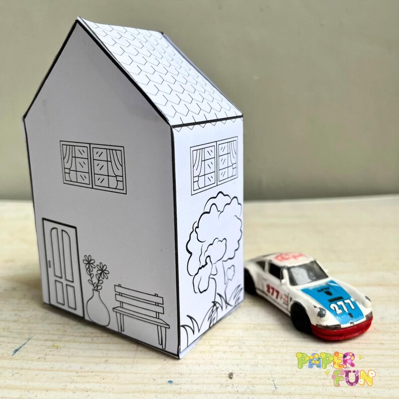 Printable Paper House Template: DIY Coloring Craft (PDF Download) - Etsy