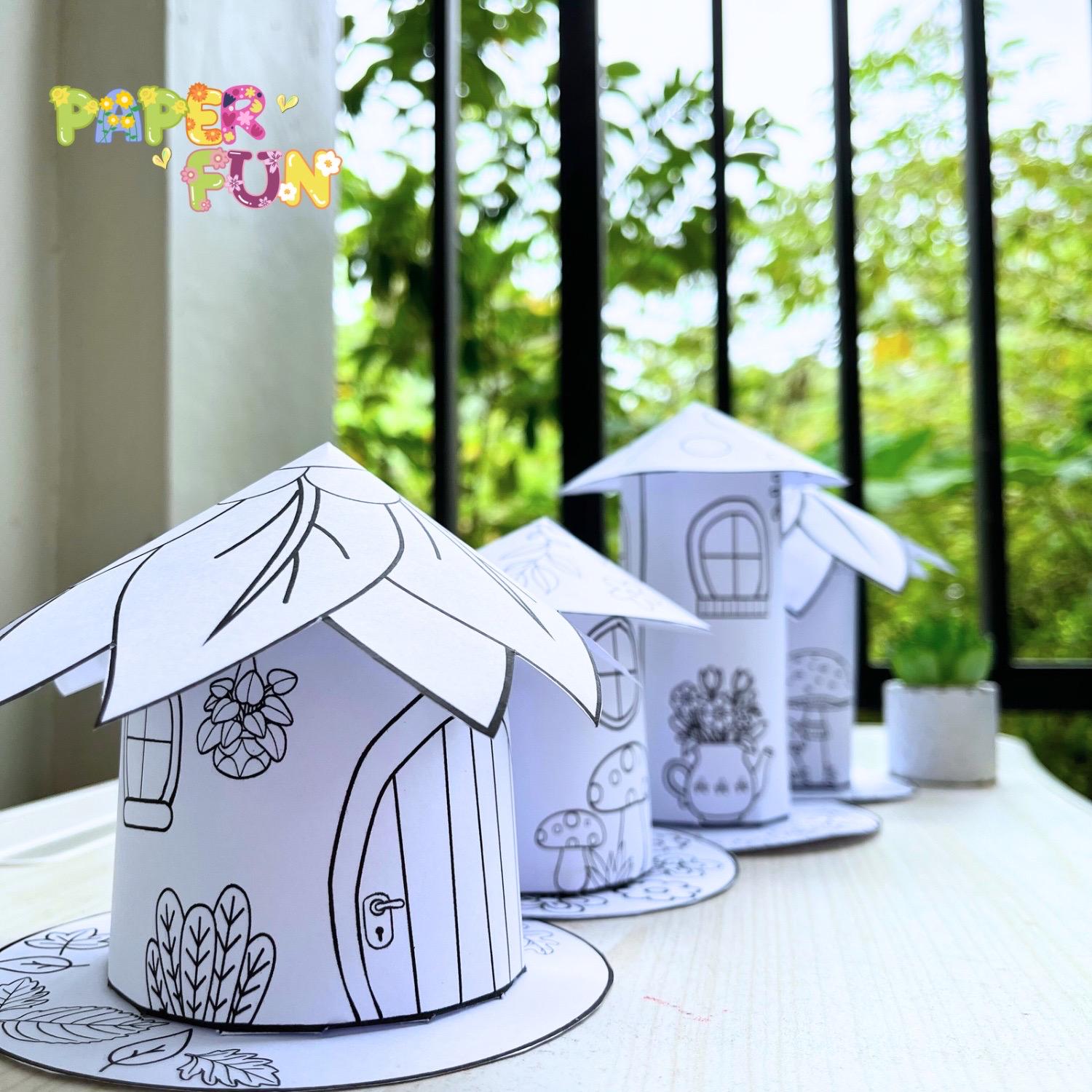Fairy Houses Paper Dollhouse: DIY Coloring Pages (PDF Printable) - Etsy