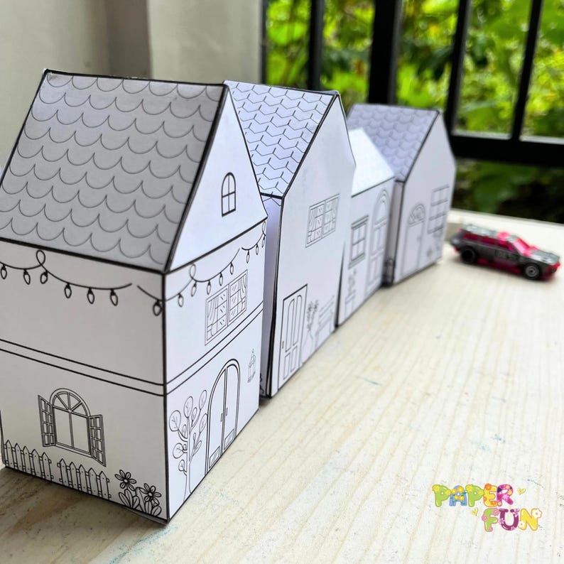 Printable Paper House Template: DIY Coloring Craft (PDF Download) - Etsy