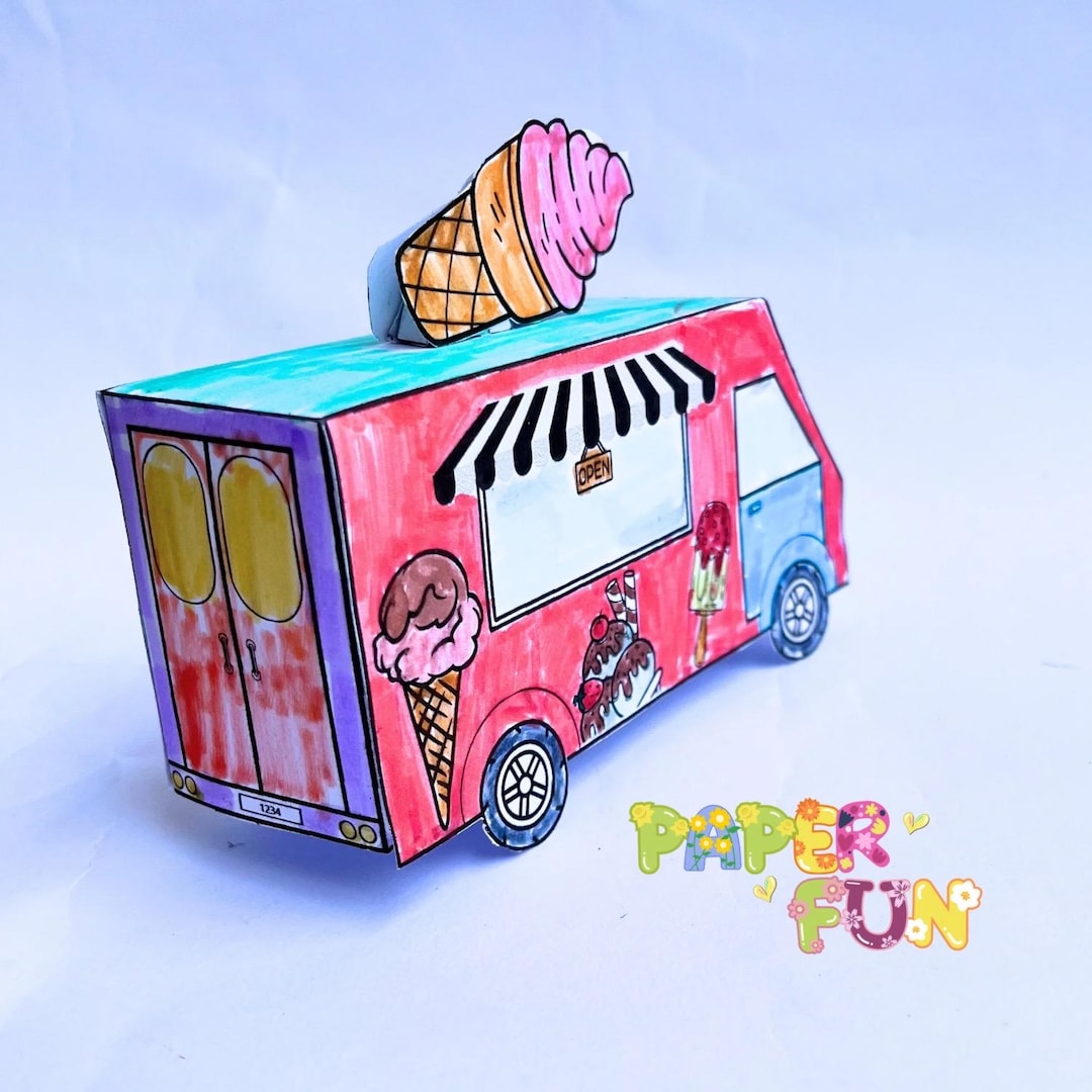 Printable Ice Cream Truck Paper Toy: Kids Craft Activity (digital ...