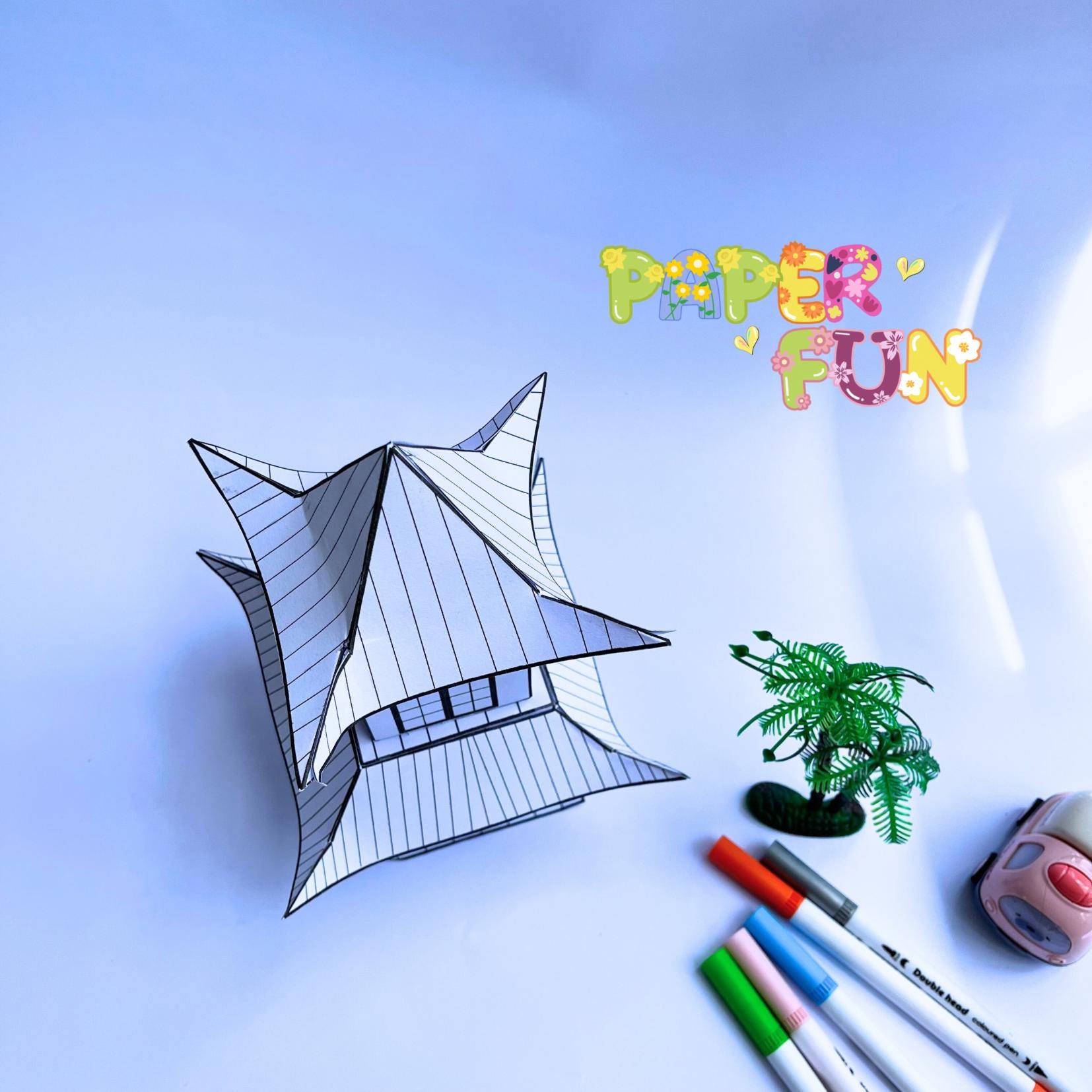 3D Japanesee Building Paper Craft Template: Printable Activity for Kids ...