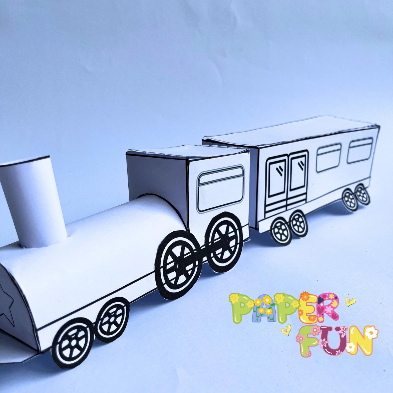 Printable Paper Train Craft: Coloring Activity for Kids (PDF) - Etsy