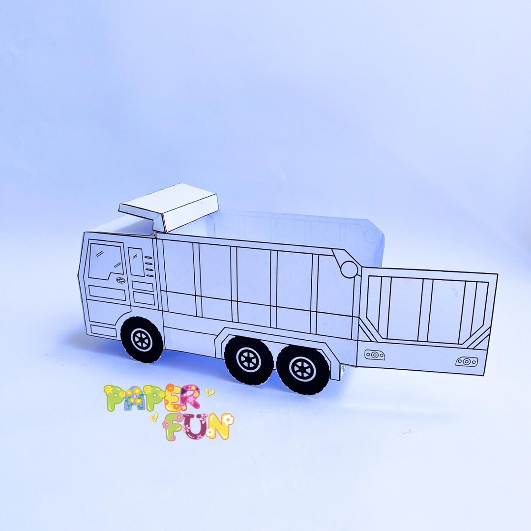 Paper Truck Template Printable Truck Coloring Page for Kids Build a ...