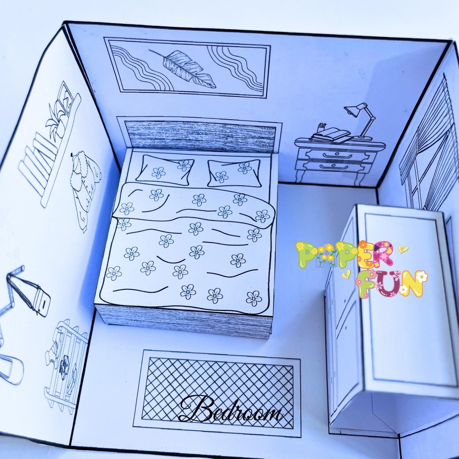 Printable Dollhouse Paper Craft: 4 Rooms & Furniture (PDF Download A4 ...