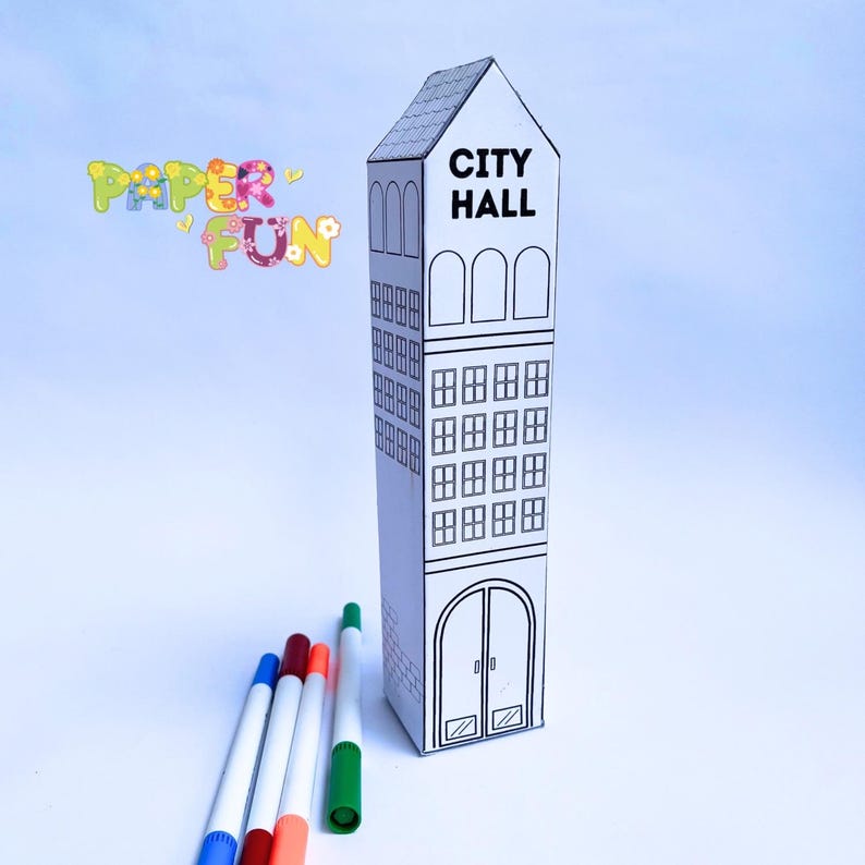 Printable Paper City Craft: Color Your Own Town (PDF Download A4 Size ...