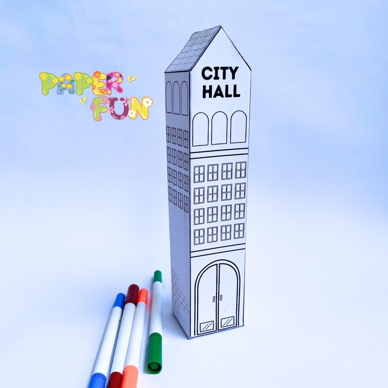 Printable Paper City Craft: Color Your Own Town (PDF Download A4 Size ...