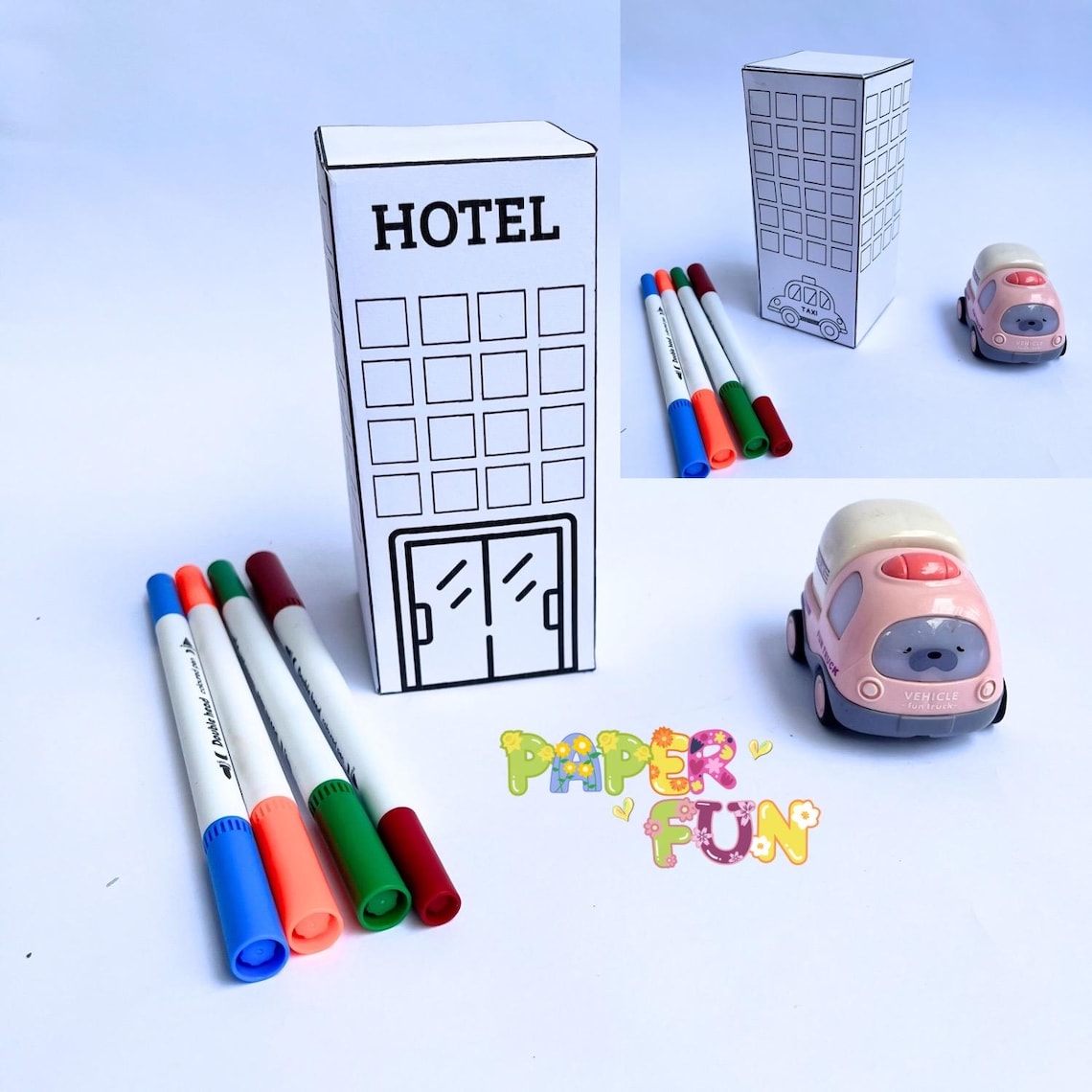 Printable Paper City Craft: Color Your Own Town (PDF Download A4 Size ...