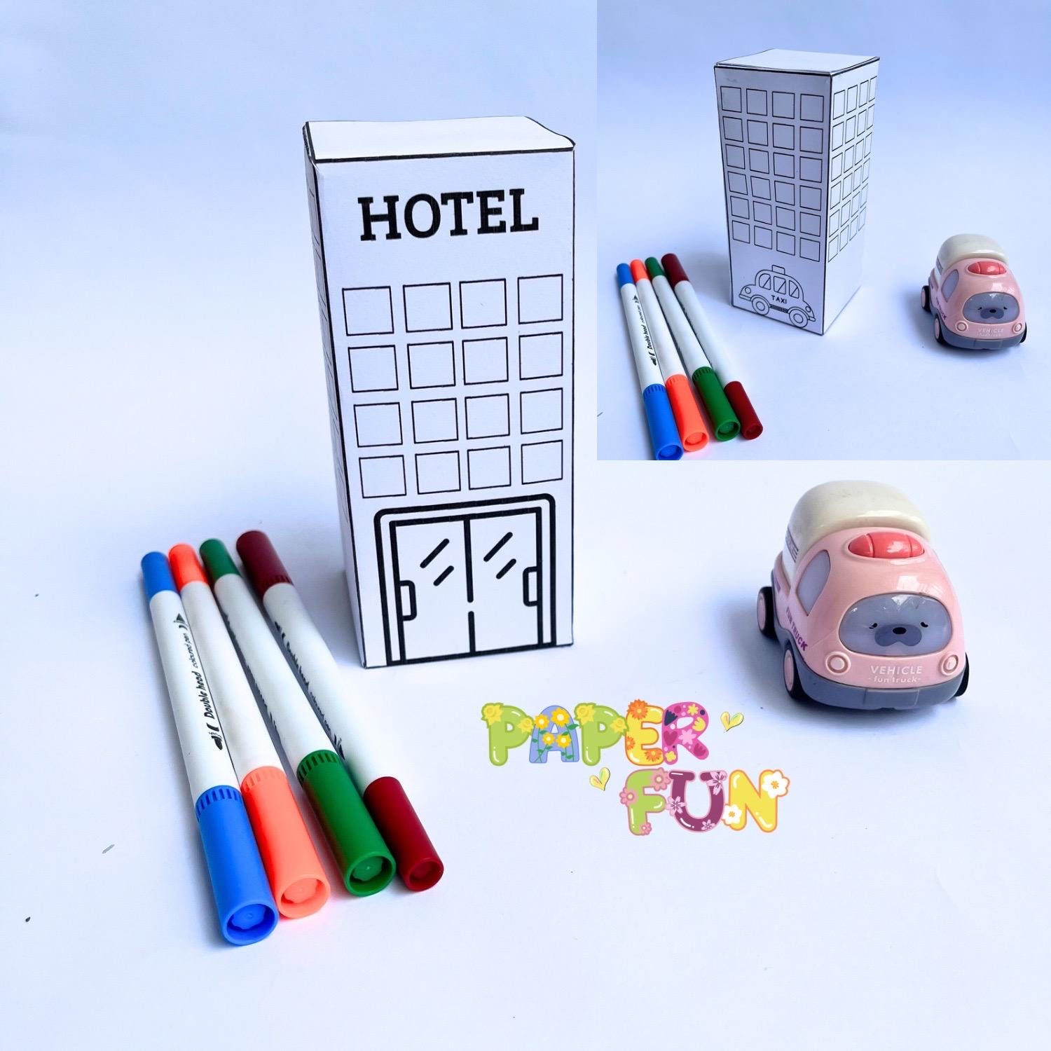 Printable Paper City Craft: Color Your Own Town (PDF Download A4 Size ...