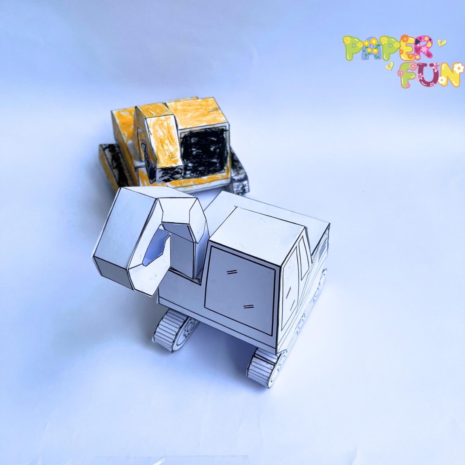 Paper Toy Vehicle Excavator Template Paper Excavator Craft for Kids ...