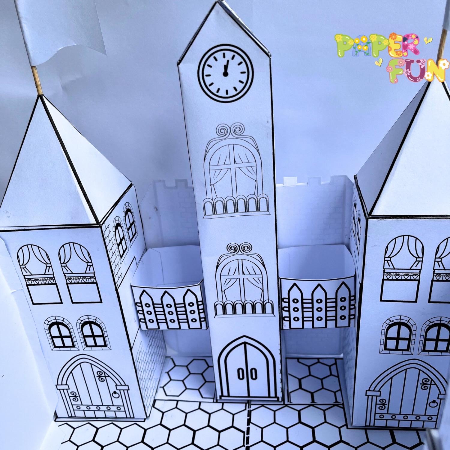 Printable Princess Castle Paper Craft Kit: Kids Coloring Pages (PDF ...