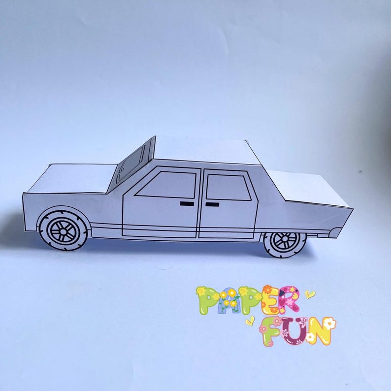 Printable Paper Car Craft Kit: Cut and Color Activity (digital Download ...