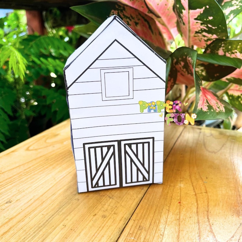 Printable Paper Barn: Farmhouse Coloring Craft for Kids (PDF Download ...