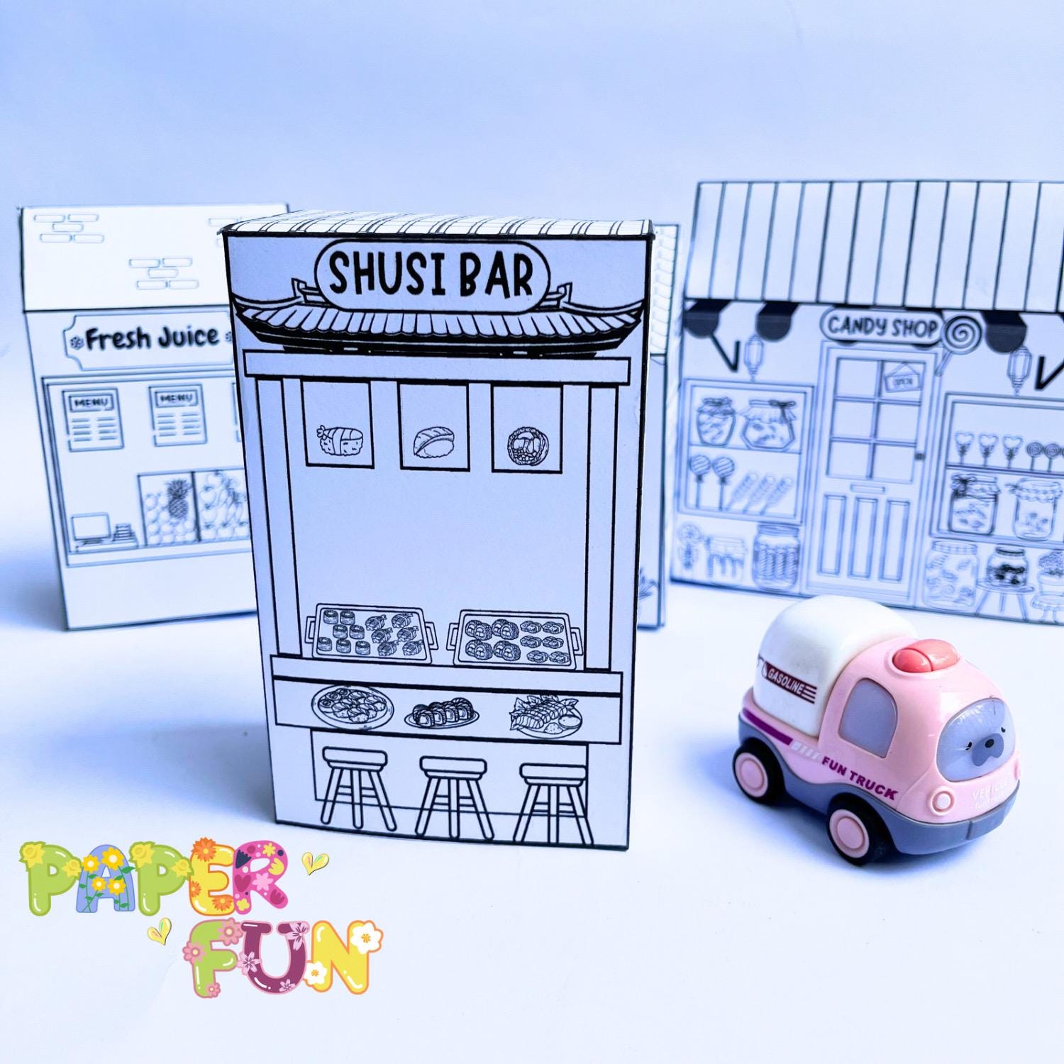 Printable Paper Shop Template: DIY Coloring Craft Activity (PDF) - Etsy