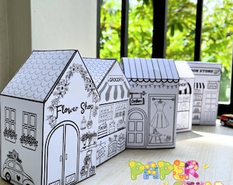 Printable Paper House Template: DIY Coloring Craft Activity (PDF) - Etsy