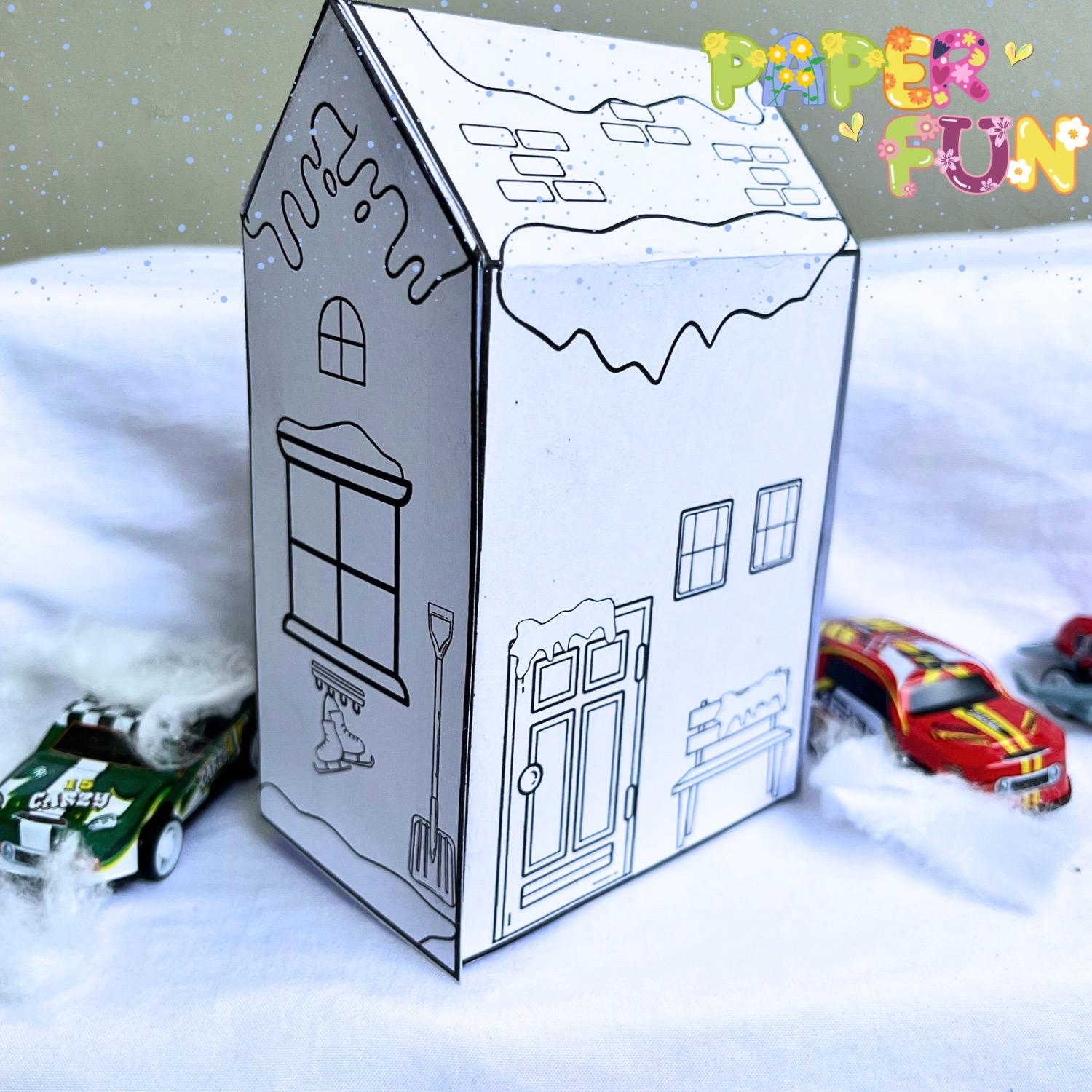 Printable Paper House Template: DIY Winter Village Decor (PDF Download ...