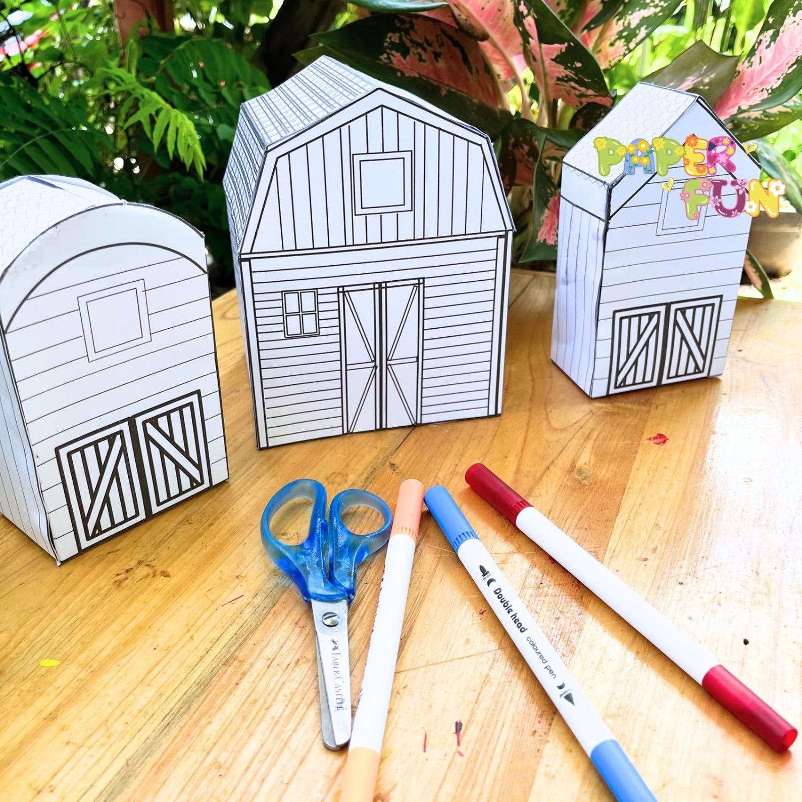 Printable Paper Barn: Farmhouse Coloring Craft for Kids (PDF Download ...