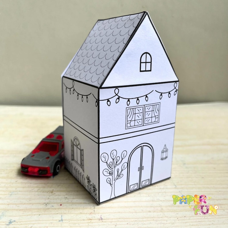 Printable Paper House Template: DIY Coloring Craft (PDF Download) - Etsy