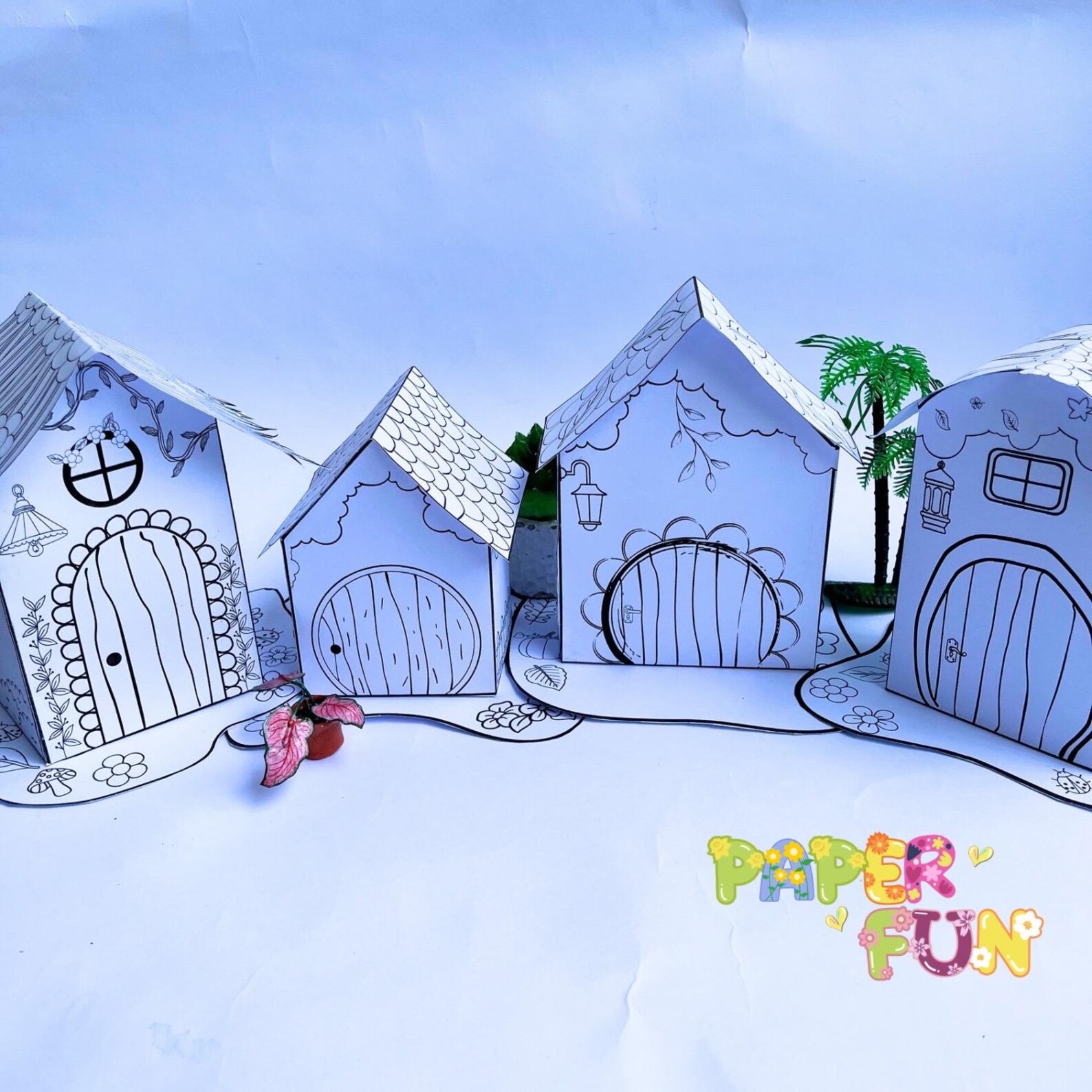 Fairy House Papercraft: Printable DIY Coloring Pages (PDF Download A4 ...