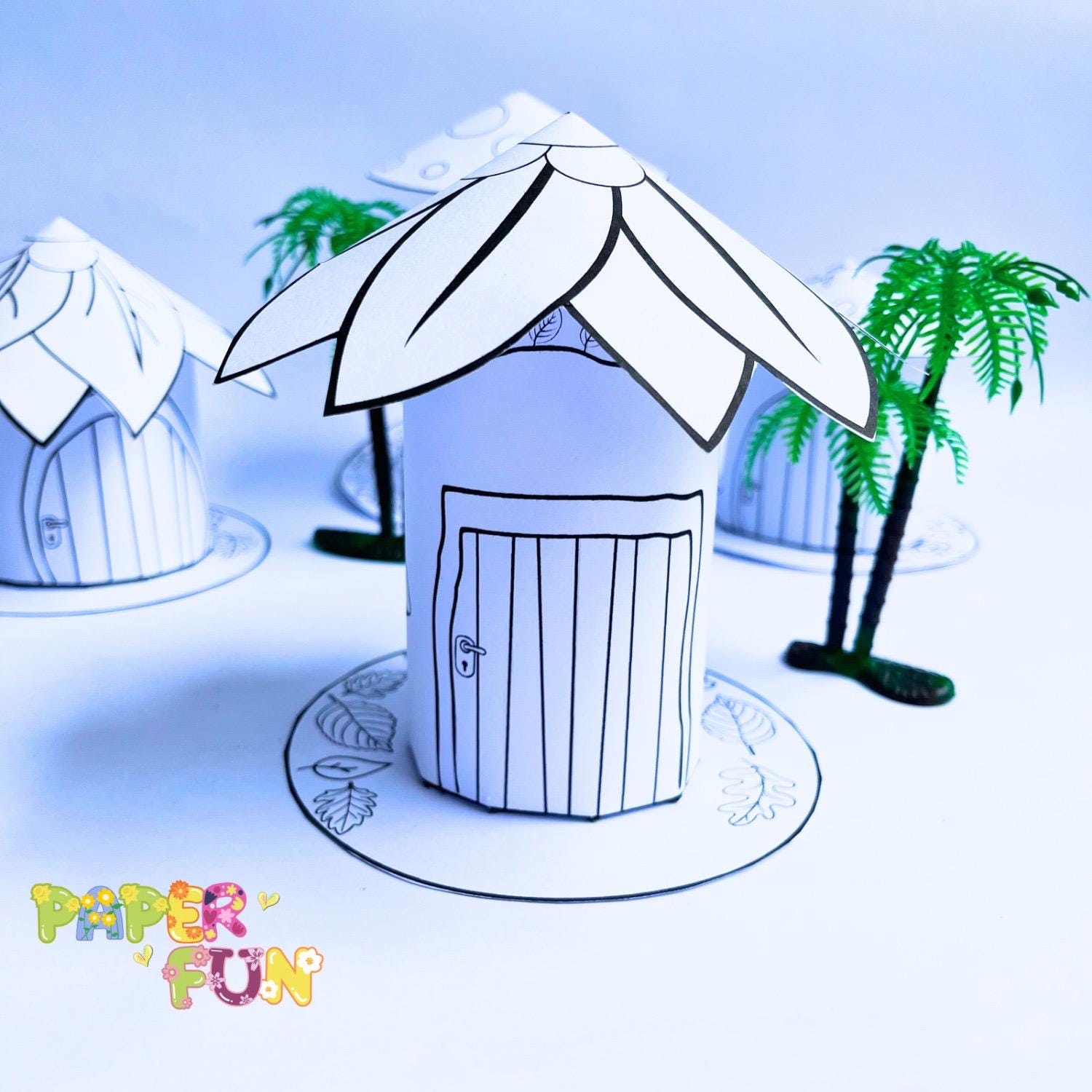 Fairy Houses Paper Dollhouse: DIY Coloring Pages (PDF Printable) - Etsy