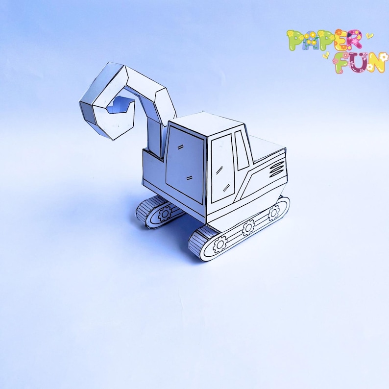 Paper Toy Vehicle Excavator Template Paper Excavator Craft for Kids ...