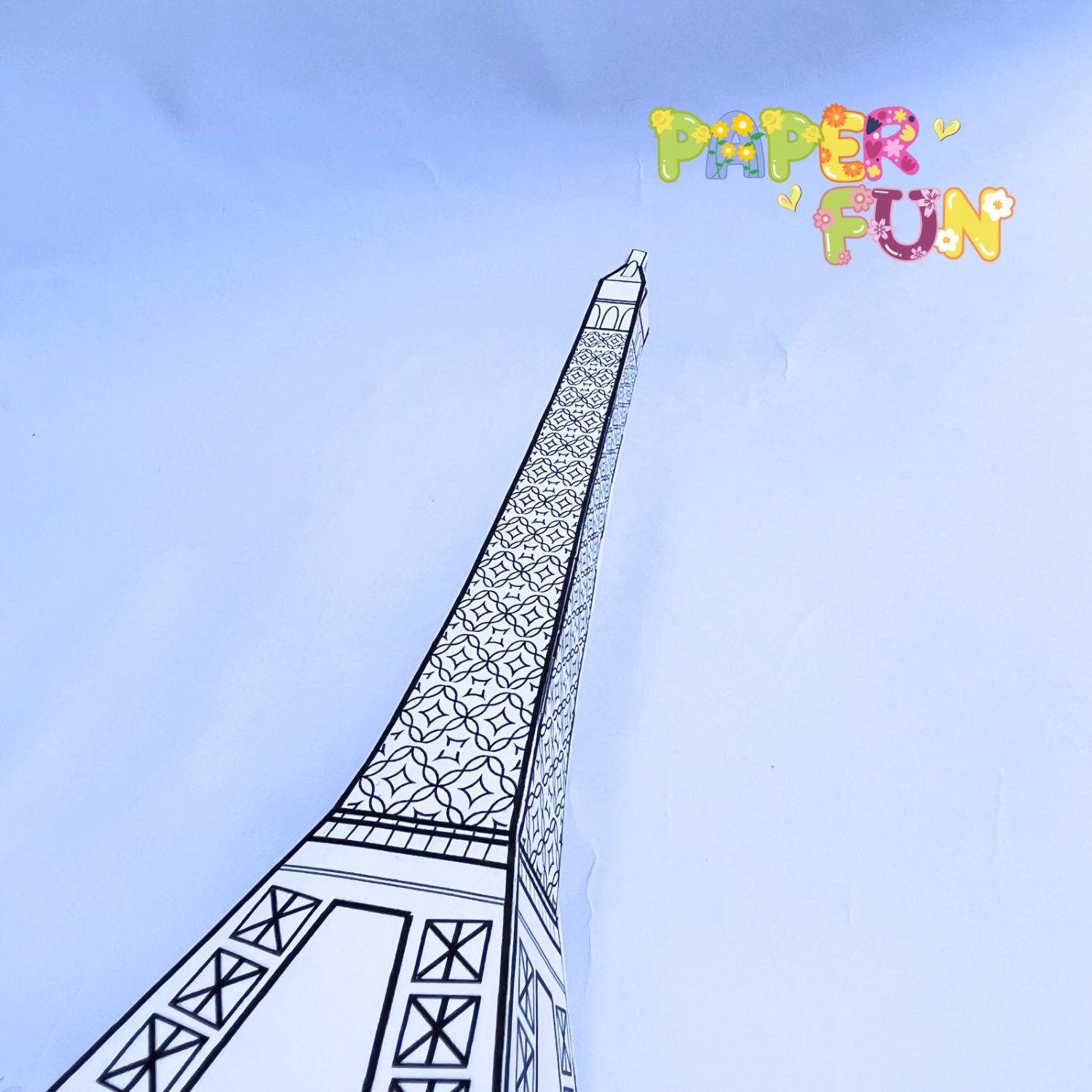 3D Eiffel Tower Paper Craft Template: Printable Activity for Kids (PDF ...