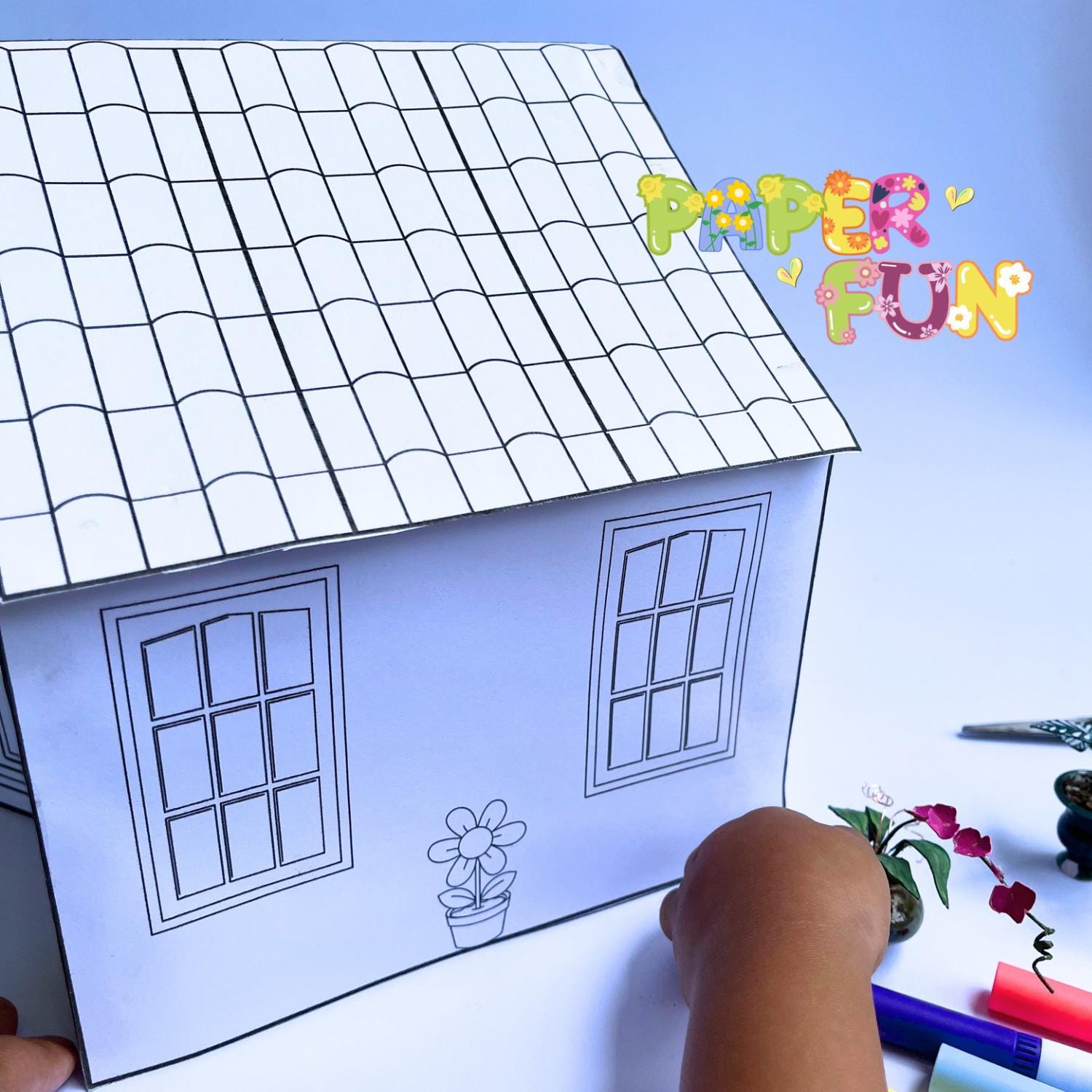 Printable Paper House Craft: Kid's Coloring Activity (digital Download ...