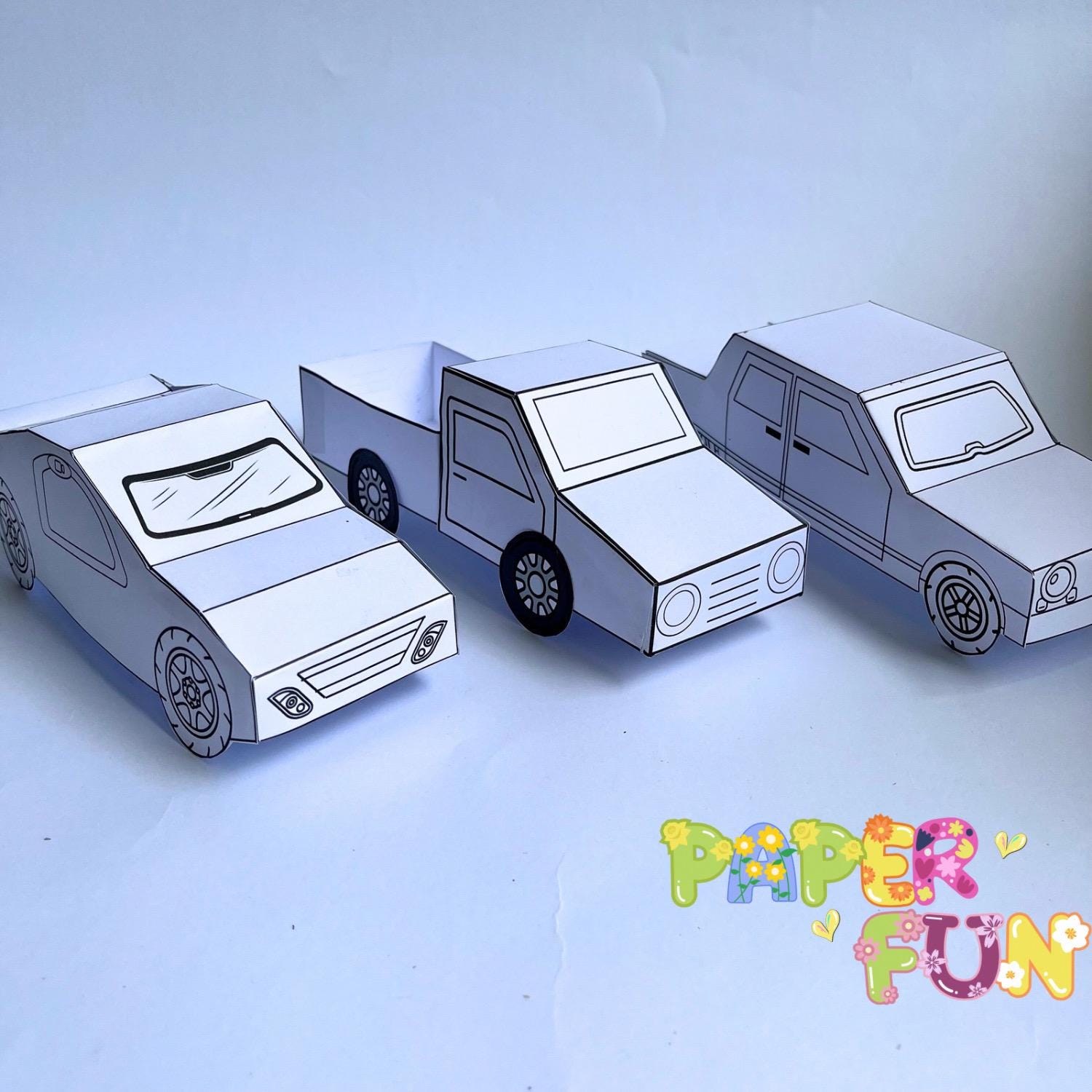 Car Paper Toys Car Printable Activity Sheets Craft Kit Cut and Color ...