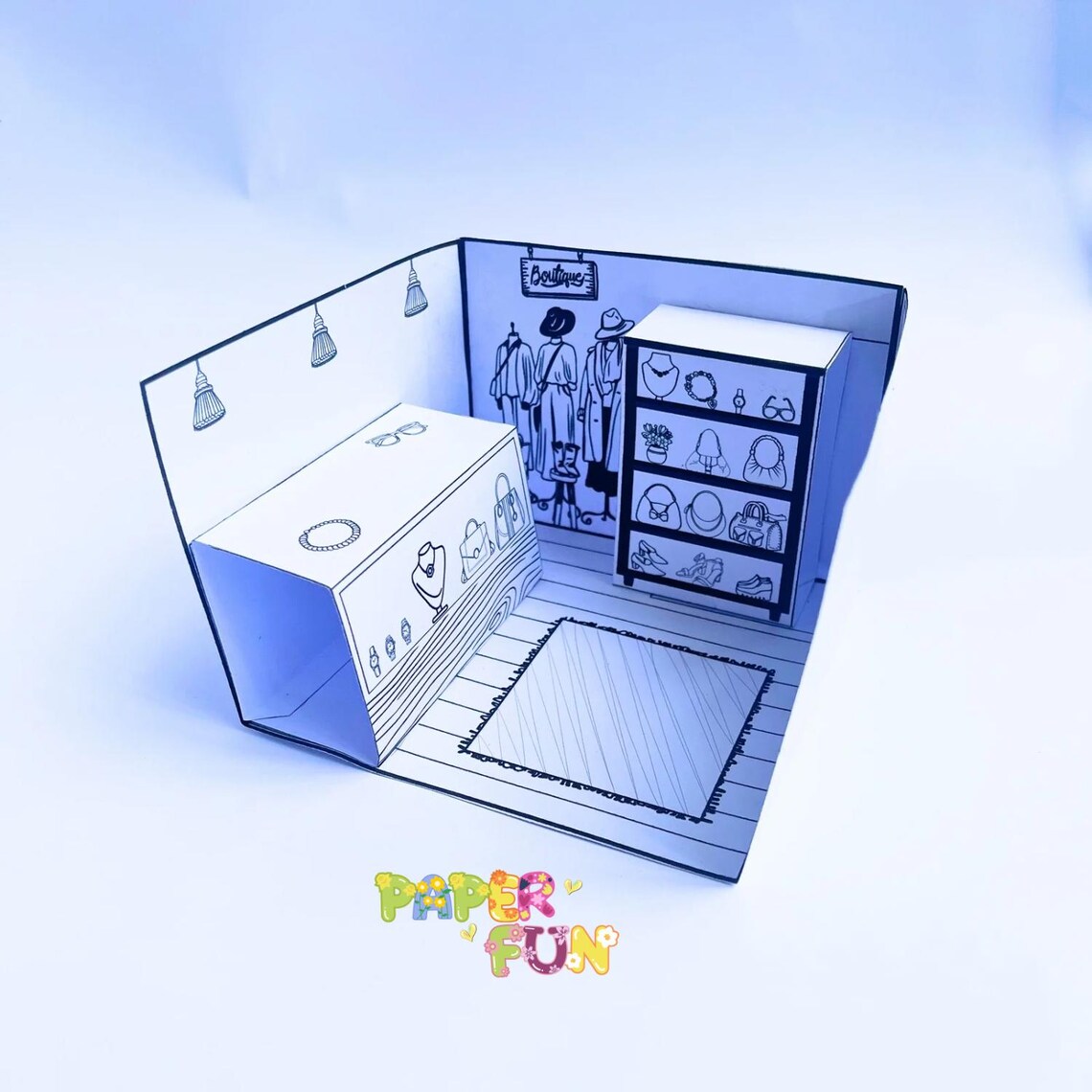 Printable Dollhouse Paper Craft: Boutique Template (A4 PDF Download) - Etsy