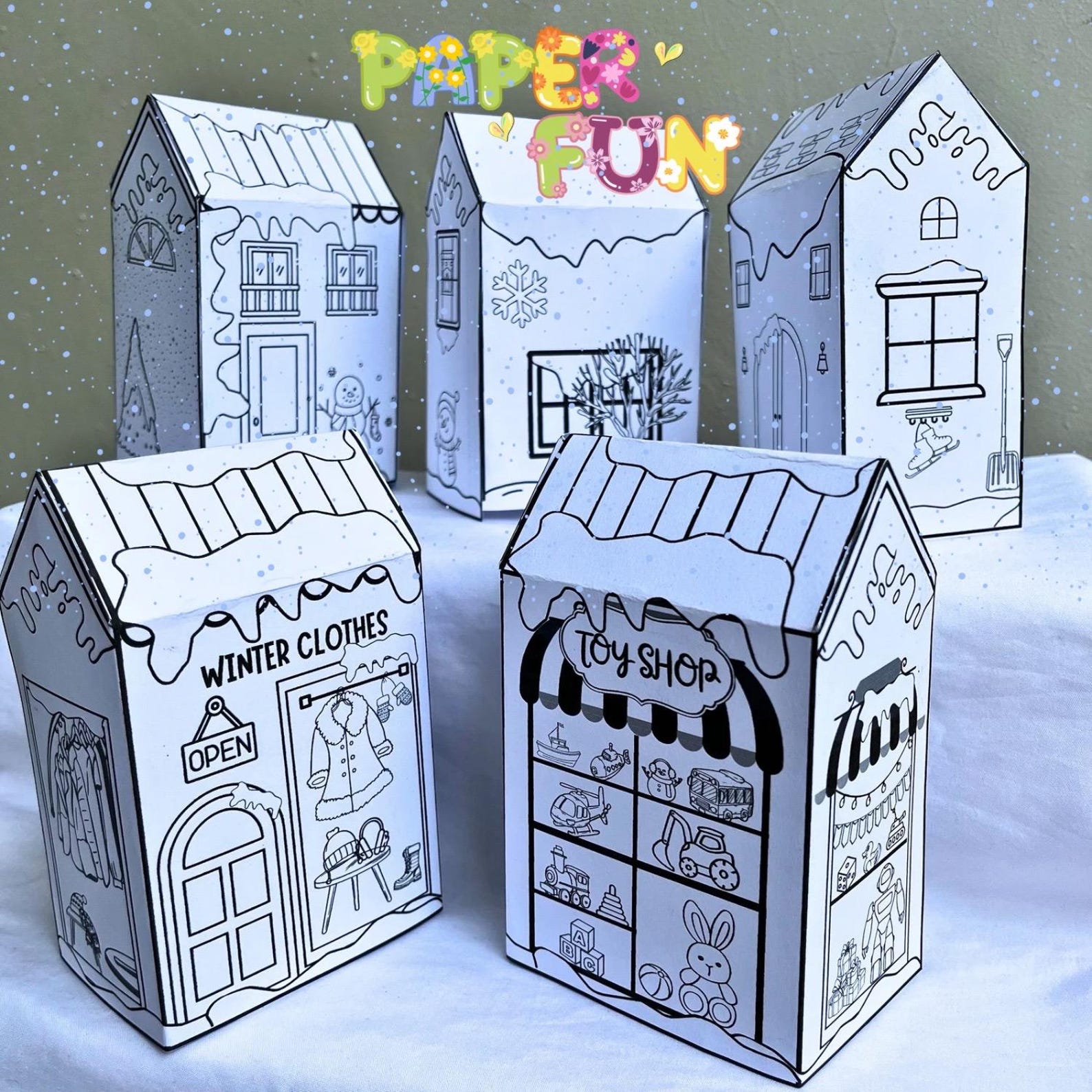 Printable Paper House Template Printable Winter House Paper House ...