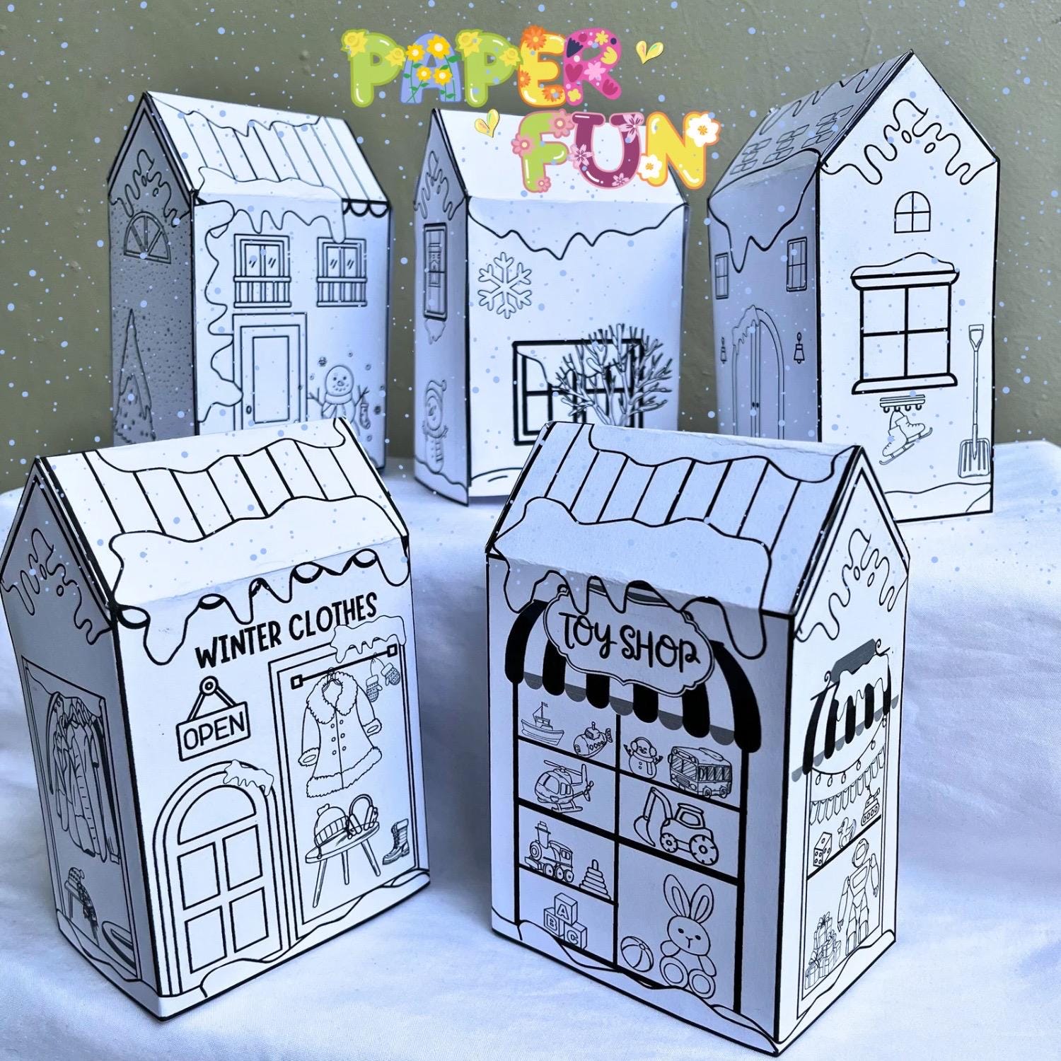 Printable Paper House Template: DIY Winter Village Decor (PDF Download ...