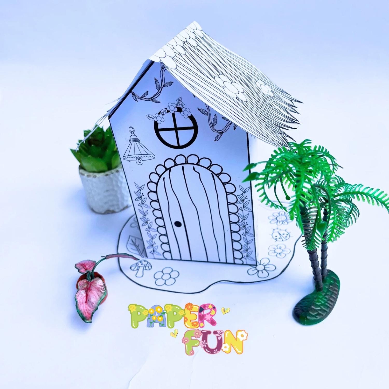 Fairy House Papercraft: Printable DIY Coloring Pages (PDF Download A4 ...