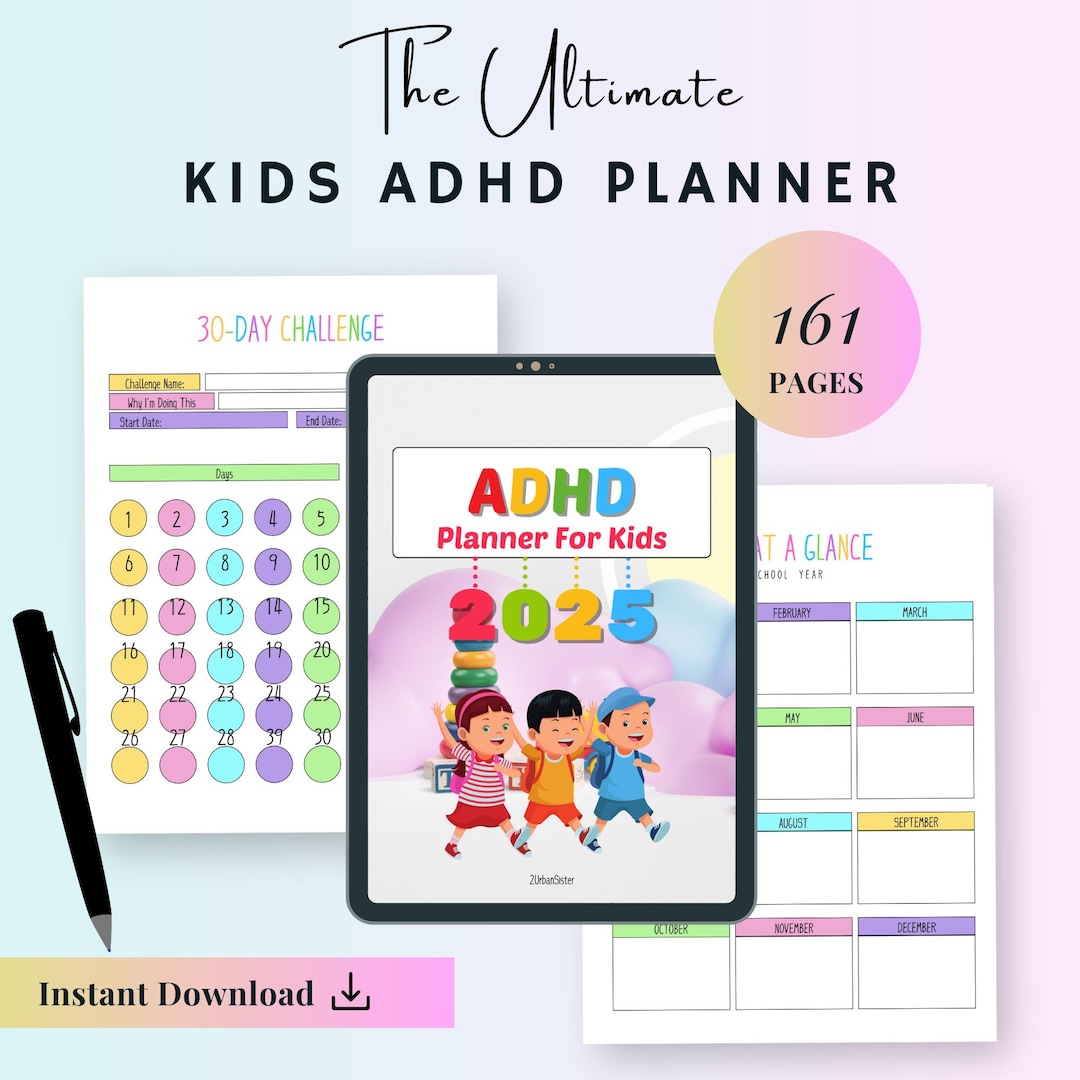 ADHD Planner for Kids Printable | Daily Routine Chart | Focus ...