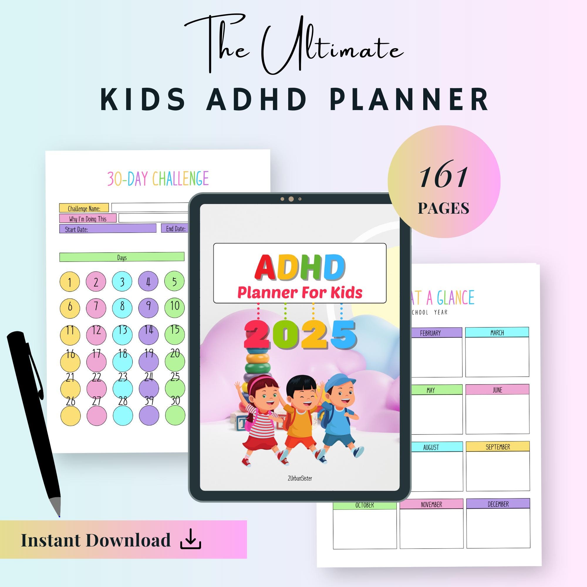 ADHD Planner for Kids Printable | Daily Routine Chart | Focus ...