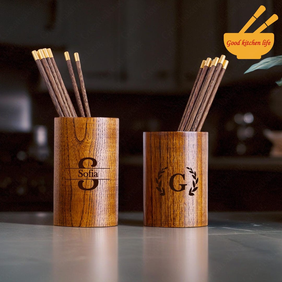 Custom Wooden Utensil Holder,personalized Wood Spoon Holder,wood ...