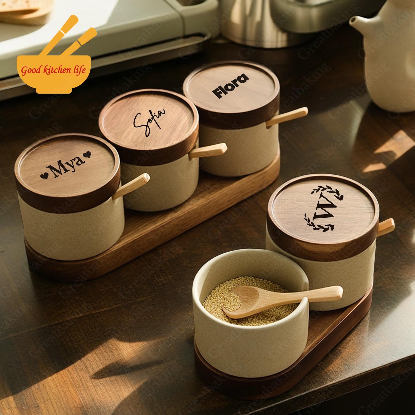 Custom Practical Salt Box With Lid,engraved Initial Salt Box ...