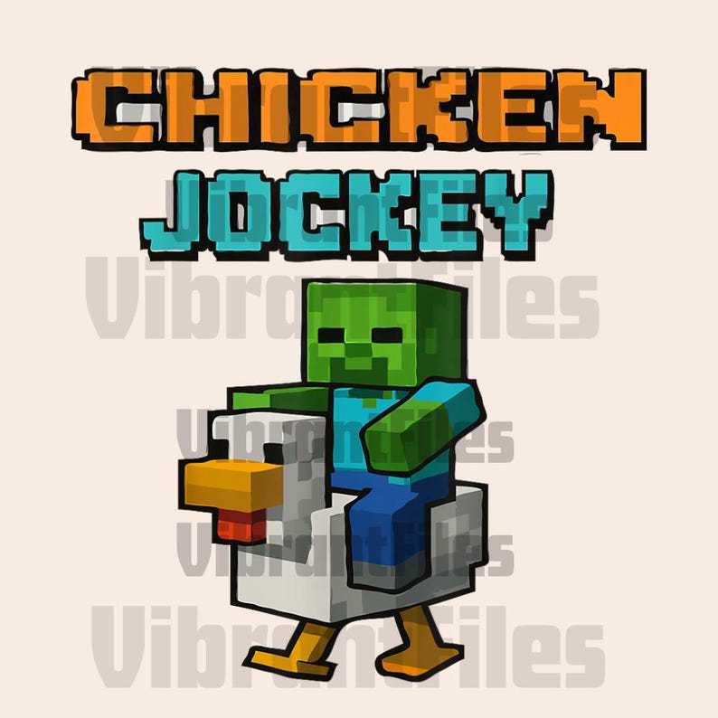 Chicken Jockey PNG, Funny Minecraft Zombie Riding Chicken Vector, Cute ...
