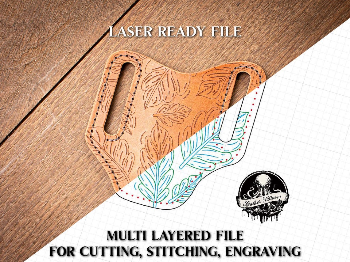 Pocket Knife Sheath Pattern With Foliage, Printable and Laser Ready ...