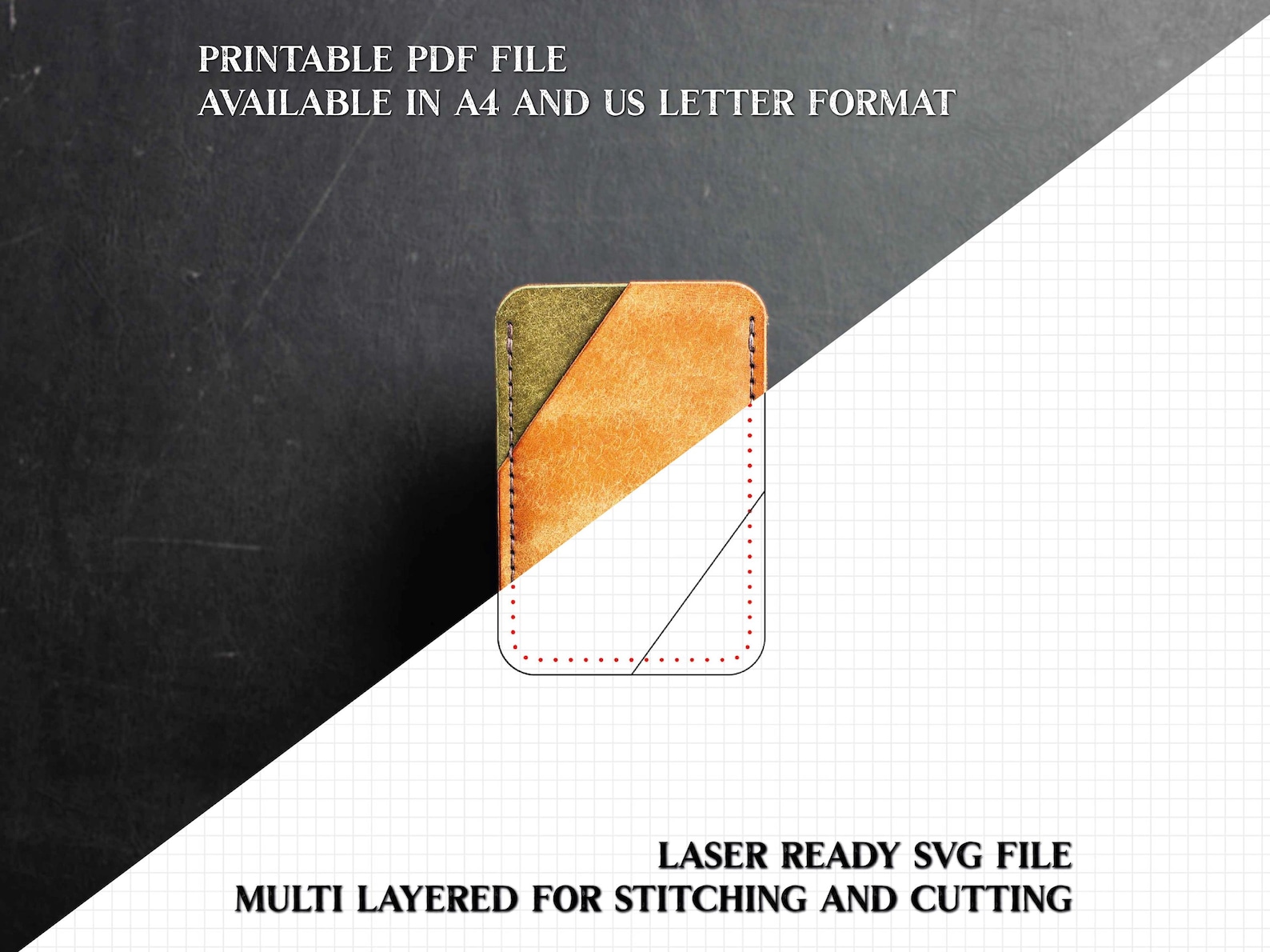 Leather Card Holder Pattern, Printable and Laser Ready, Numeric PDF and ...