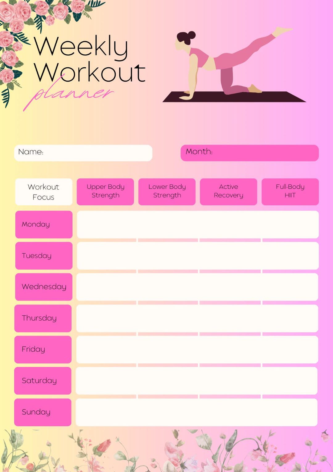 Fitness Planner Set Plan Your Workouts, Meals, Vitamin Intake, Water ...