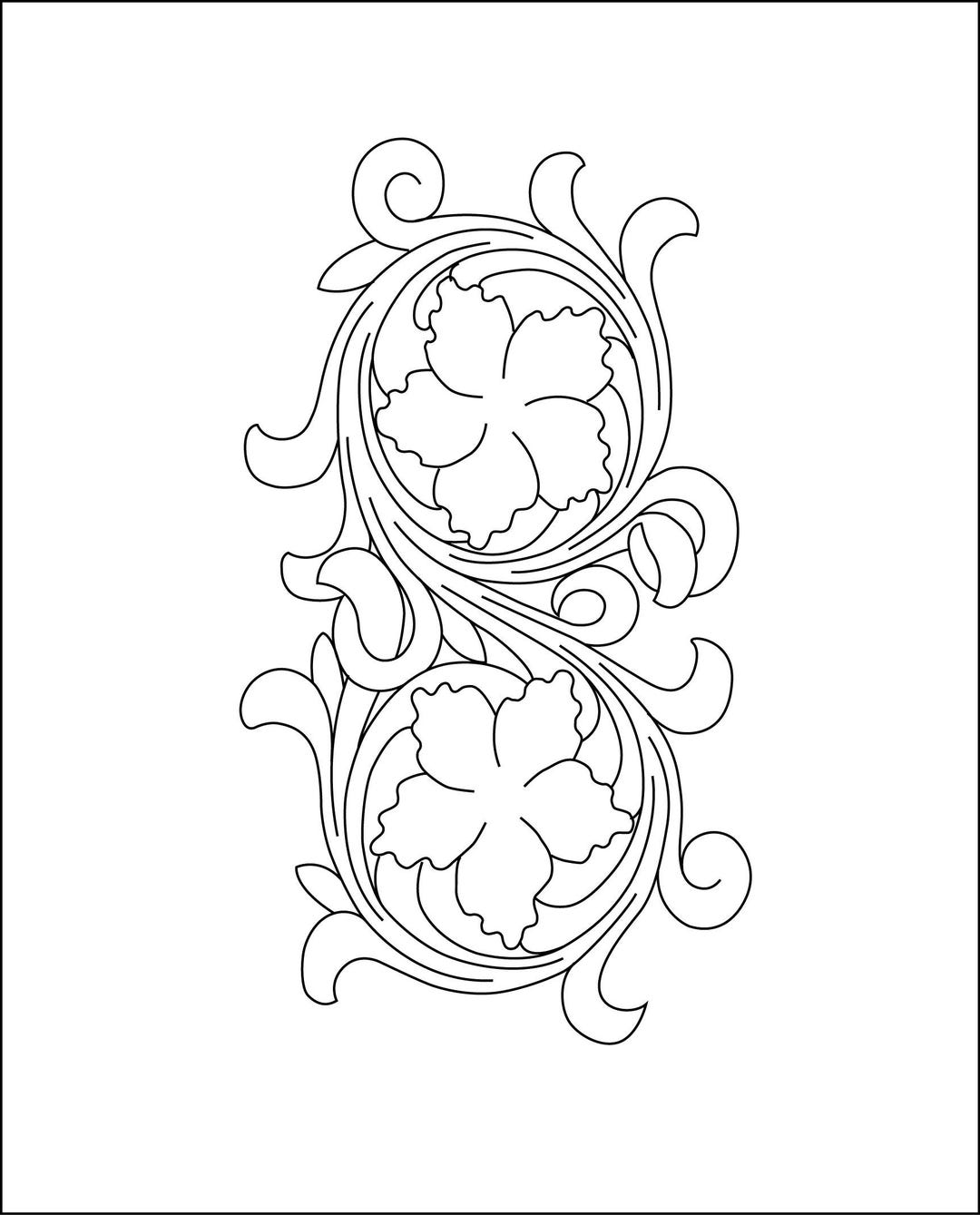 Leather Tooling Pattern, Dual Sheridan Flowers Vines (digital Download ...