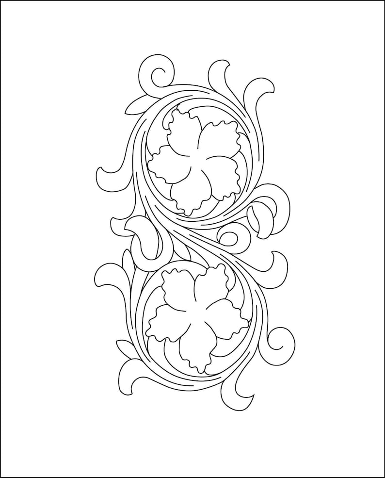 Leather Tooling Pattern, Dual Sheridan Flowers Vines (digital Download ...